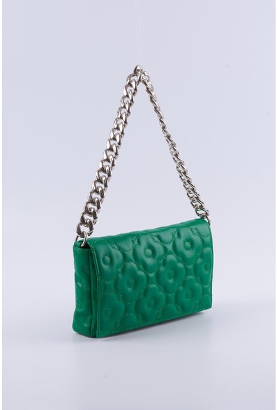 Crocos Vizon Çiçek Desenli Kapitone Suni Deri Zincir Askılı El ve Kol Çantası Crocos Vizon Çiçek Desenli Kapitone Suni Deri Zincir Askılı El ve Kol Çantası