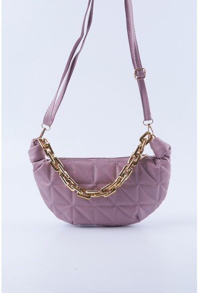 Crocos Kadın Fıstık Yeşili Kapitone Deri Kol Zincir Askılı Fermuar Kapama Omuz, El ve Kol Çantası