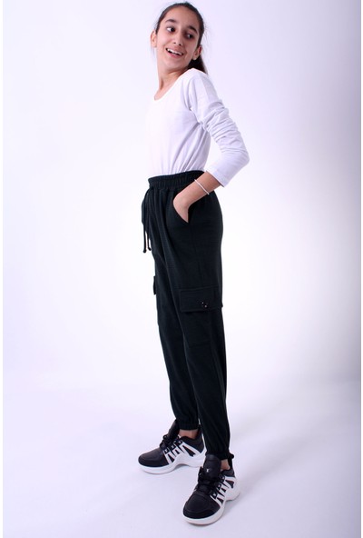 Fyk Kids Kareli Kargo Cepli Kız Eşofman Altı