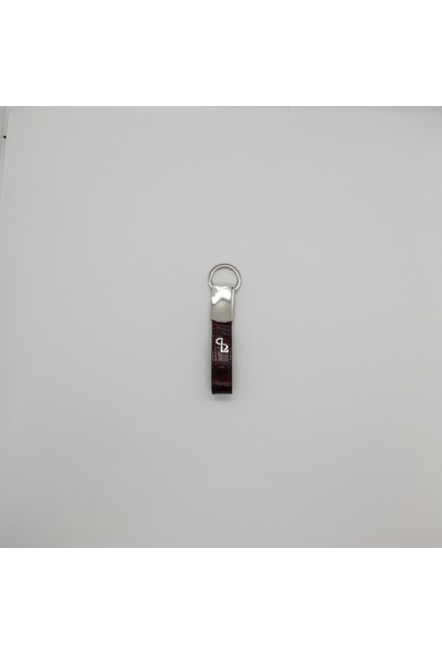 Le'Piels Bordo Kroko Deri Gövdeli Çelik Anahtarlık