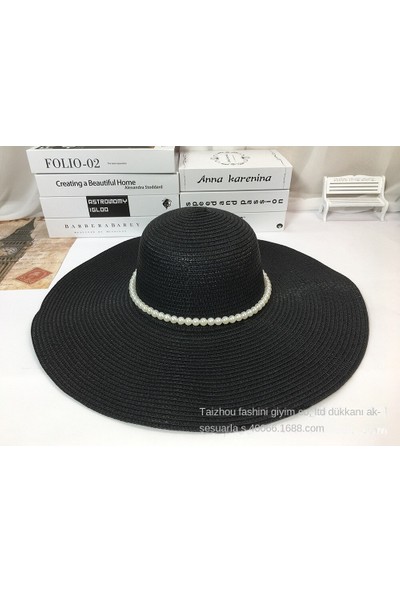 Digital Home Büyük Hasır Plaj Şapka- Siyah (Yurt Dışından)