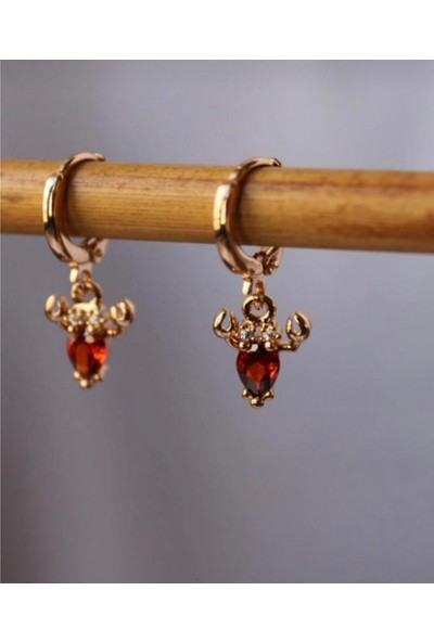 Stainless Steel Kırmızı Sallantılı Çelik Küpe