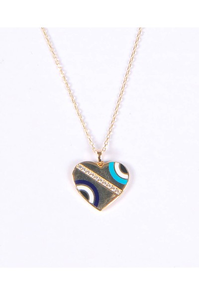 Saçak Kuyumculuk Kalp Göz Altın Kolye 624