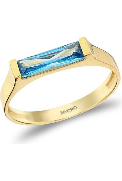 14 Ayar Altın Turkuaz Baget Yüzük