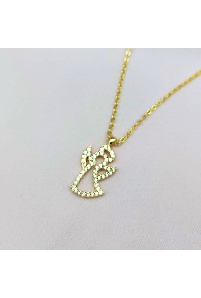 Hediyezin Taçlı Melek Temalı Zirkon Taşlı Kolye