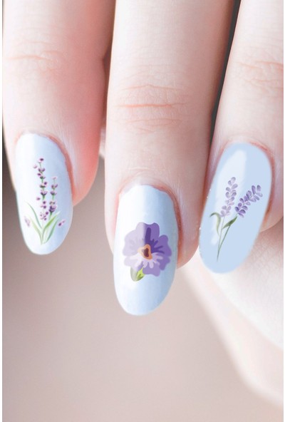 Artikel Lavanta Tırnak Dövmesi, Tırnak Tattoo, Nail Art, Tırnak Sticker