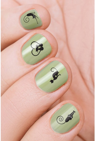 Artikel Kedi Tırnak Dövmesi, Tırnak Tattoo, Nail Art, Tırnak Sticker