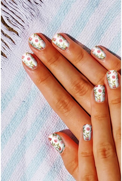 Artikel Pembe Çiçekler Tırnak Dövmesi, Tırnak Tattoo, Nail Art, Tırnak Sticker