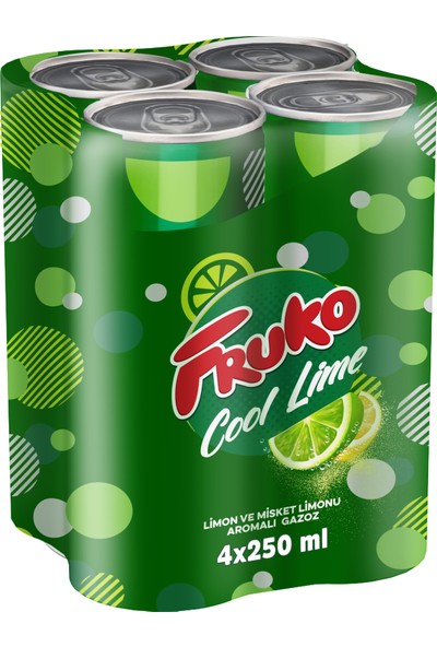 Fruko Cool Lime Misket Limon Aromalı Gazoz Kutu 4x250 ml Fruko Cool Lime Misket Limon Aromalı Gazoz Kutu 4x250 ml