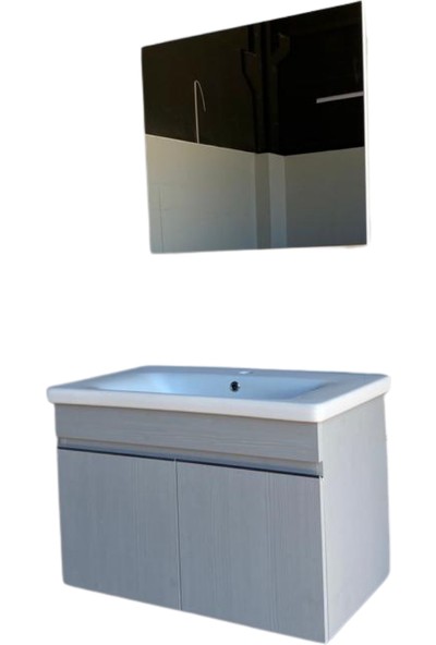 Sarmaşık Gümüş Banyo Dolabı 80CM
