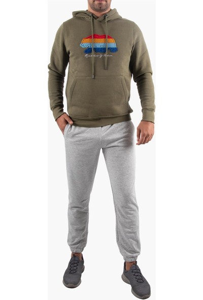 Rıch Haki Süzene Nakış Detay Kapüşonlu Sweatshirt Rıch Haki Süzene Nakış Detay Kapüşonlu Sweatshirt