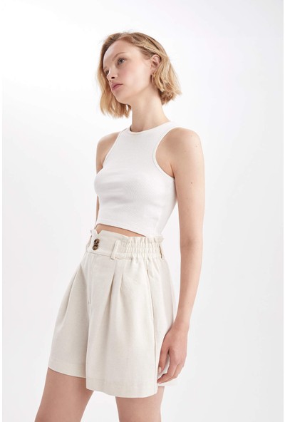 DeFacto Relax Fit Cepli Keten Karışımlı Şort W5321AZ22SM