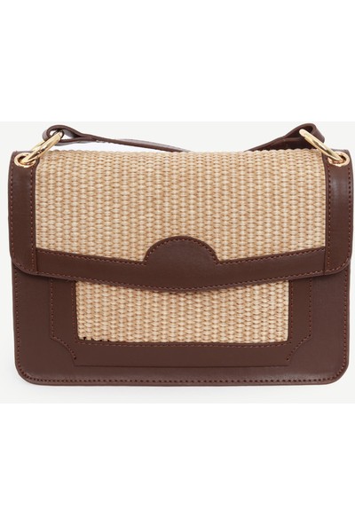 Yargıcı Hasır Örme Detaylı Omuz Çantası