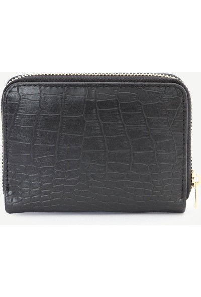 Yargıcı Kroko Desenli Fermuarlı Cüzdan