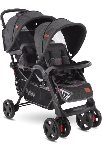 Babyhope P-738 Ikiz Puset | Arka Arkaya Ikiz Bebek Arabası Füme Babyhope P-738 Ikiz Puset | Arka Arkaya Ikiz Bebek Arabası Füme