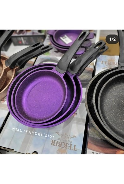 Tekbir 3'lü Mor Döküm Tava Set