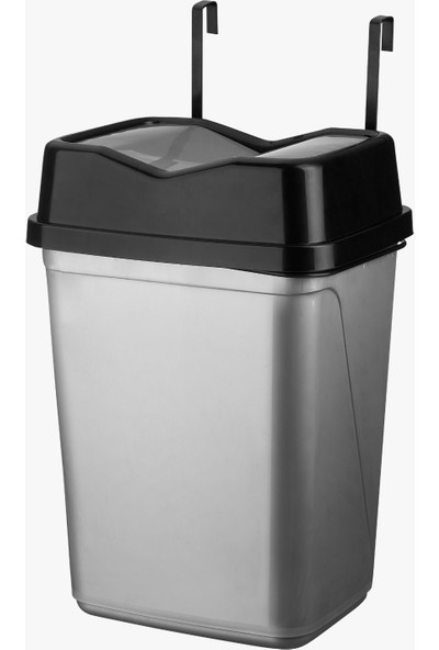 Çavdar Group Metal Askılı Asılabilir Plastik Çöp Kovası 10 lt Metalik Gri