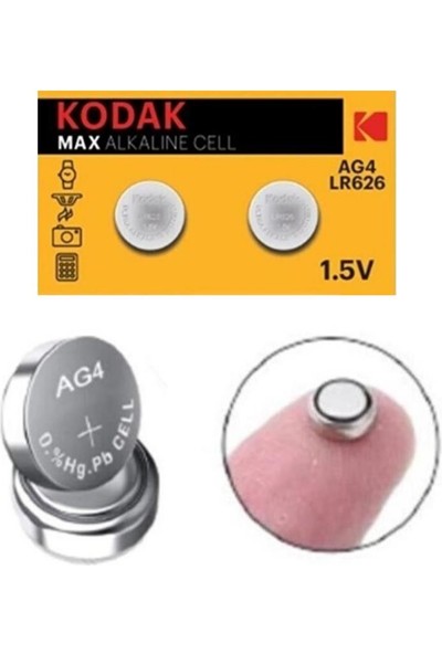 Kodak Saat Pili Ag4 LR626 377 SR626 1.5V Kodak Alkalin Saat Pili 2 Adet 1 Paket Kodak Saat Pili Ag4 LR626 377 SR626 1.5V Kodak Alkalin Saat Pili 2 Adet 1 Paket