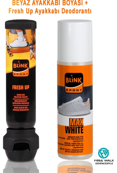 Blink Sport Beyaz Renkli Spor, Deri ve Kumaş Ayakkabı Boyası 75 ml + Fresh Up Ayakkabı Deodorantı 100 ml