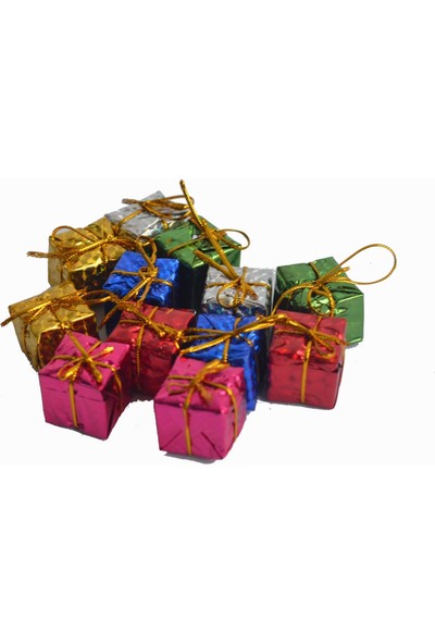 Pazariz Gökçe Hediye Paketi Yılbaşı Süsü Renkli 12 Adet