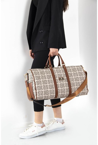 Silver Polo Bej Tek Bölmeli Kadın Seyahat Çantası SP1067