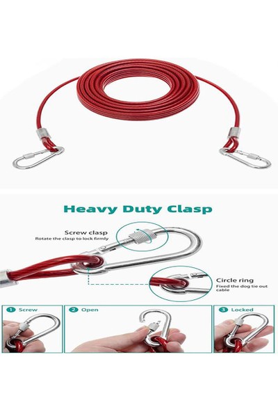 Lidersan Çelik 6 mm 5 Metre + 2 Vidalı Karabina Köpek Bahçe Bağlama Lidersan Çelik 6 mm 5 Metre + 2 Vidalı Karabina Köpek Bahçe Bağlama