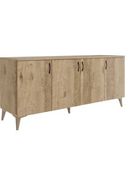 Kzn Home Sigma Çok Amaçlı 4 Kapaklı Konsol Meşe Tamamı Mdf Kzn Home Sigma Çok Amaçlı 4 Kapaklı Konsol Meşe Tamamı Mdf
