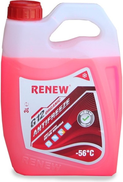 Renew G12 Organik Kırmızı Antifriz -56C 3 Litre ( Üretim Yılı : 2022 ) Renew G12 Organik Kırmızı Antifriz -56C 3 Litre ( Üretim Yılı : 2022 )
