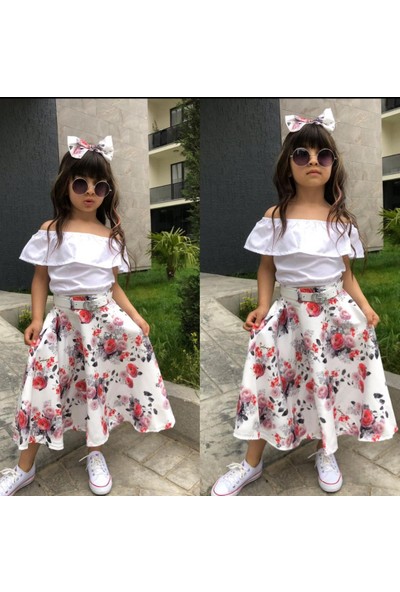 Sahil Collection Çiçek Desenli Etekli Kız Çocuk Takım Sahil Collection Çiçek Desenli Etekli Kız Çocuk Takım