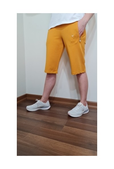 Anger Kadın Yüksek Bel Pamuklu Fermuarlı Uzun Şort
