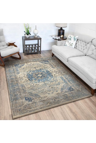 7/24 0076A Mavi Kemik Toz Tutmaz Halı 160X230