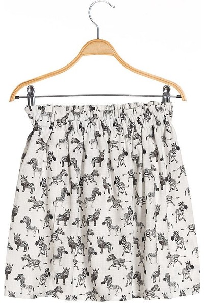 Zehhar Zebra Desenli Viskon Kız Çocuk Etek