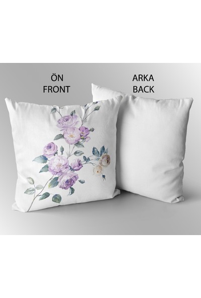 Gazelle Sulu Boya Gül Desenli Çiçekli Özel Tasarım Dijital Baskılı Kırlent Kılıfı