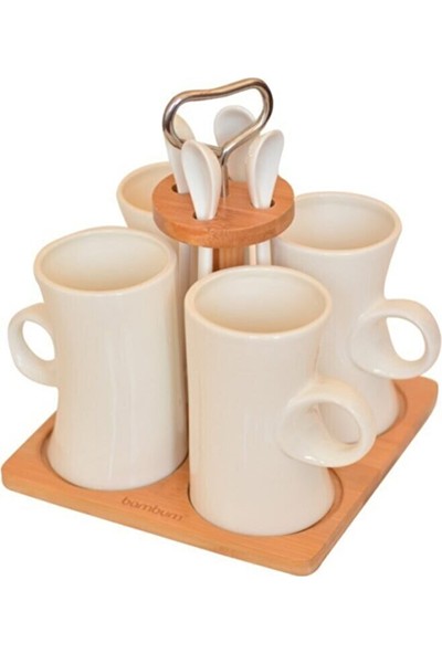 Puedo - 9 Parça Kupa Seti Bambu Porselen Ürünler Serisinden