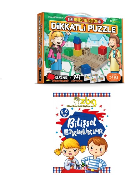 Dikkatli Puzzle Ilk Adım 2 - 7 Yaş ve Zbg 5-6 Yaş Bilişsel Etkinlikler Kitabı - Osman Abalı
