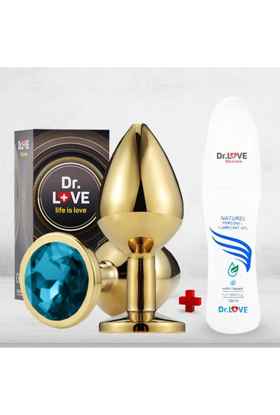 Drlove Yeni Başlayanlar Için Gold Metal Anal Plug Tıkaç Mavi Taş + Kayganlaştırıcı Drlove Yeni Başlayanlar Için Gold Metal Anal Plug Tıkaç Mavi Taş + Kayganlaştırıcı