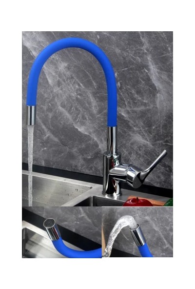 Mavi Renkli Oynar Başlıklı Spiral Musluk Başlığı