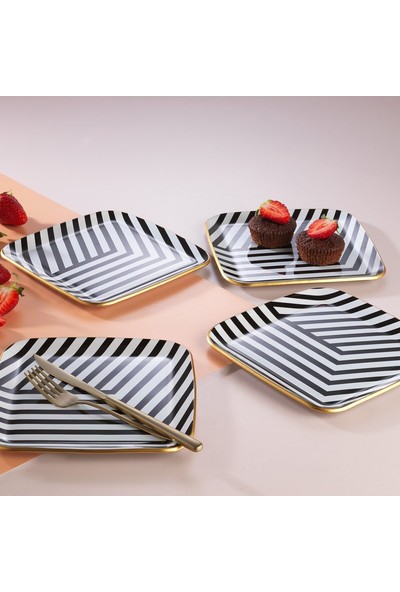 Schafer Print Pasta Servis Seti 4 Parça -Siiyah Schafer Print Pasta Servis Seti 4 Parça -Siiyah