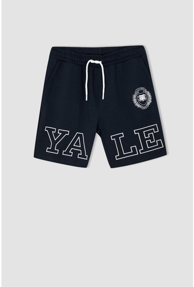 DeFacto Coool Yale University Lisanslı Slim Fit Fleto Cepli Ince Kumaş ŞORT X2426AZ22SM