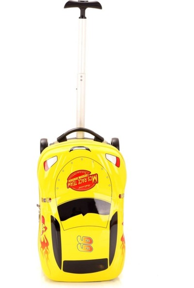 Çantaland Araba Baskılı Kabin Boy Abs Sarı Erkek Çocuk Valizi