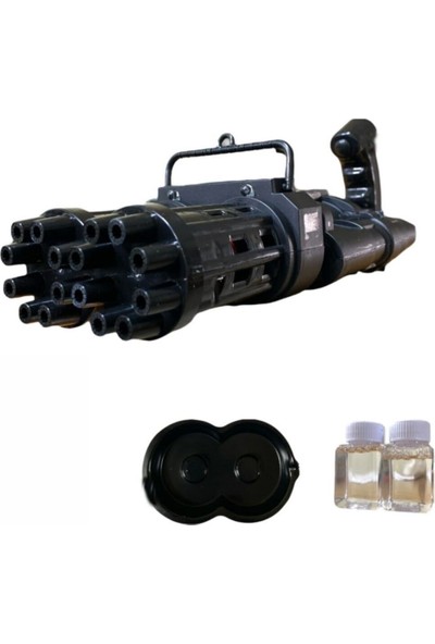 Jumbo Boy Çift Başlıklı 16 Kanal Işıklı Pilli Oyuncak Baloncuk Köpük Tabancası Makinesi