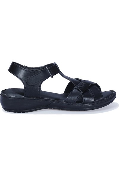 Florin Siyah Düz Taban Kadın Comfort Sandalet