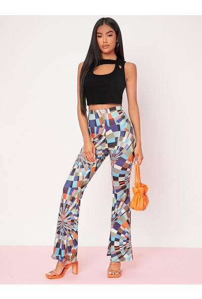 Kadın Asimetrik Kesim Kolsuz Crop Bluz