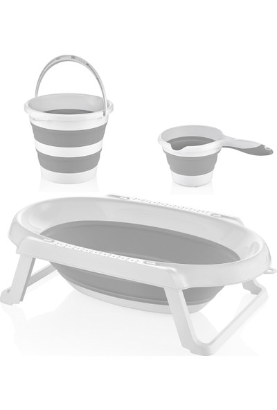 Babyjem Katlanır Banyo 3'lü Set Gri