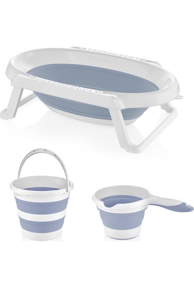 Babyjem Katlanır Banyo 3'lü Set Mavi