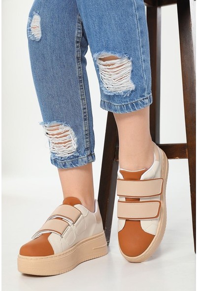 Linda Shoes Cırtlı Yüksek Tabanlı Spor Ayakkabı