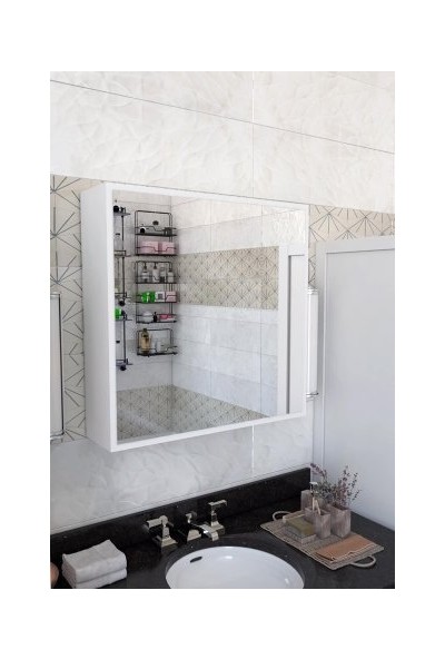 2 Kapaklı Aynalı Banyo Dolabı Çok Amaçlı Dolap