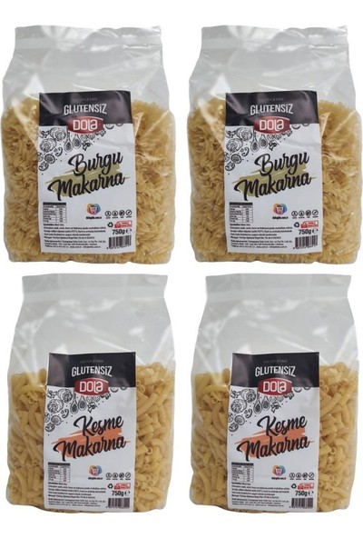 Dola Glutensiz Makarna Burgu ve Kesme 750 gr 4 Adet