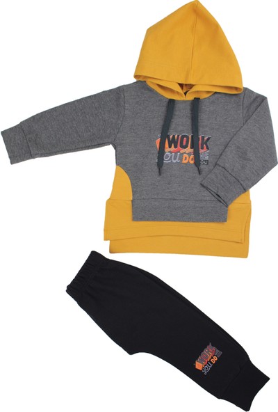 Emka Baby Sarı Gri Kapüşonlu Ikili Alt Üst Erkek Bebek Eşofman Takım Emka Baby Sarı Gri Kapüşonlu Ikili Alt Üst Erkek Bebek Eşofman Takım