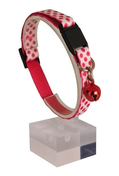 See Me Pembe Beyaz Desenli Güvenlik Kilitli Ayarlanabilir Yumuşak Doku Kedi Boyun Tasması 22-30 cm See Me Pembe Beyaz Desenli Güvenlik Kilitli Ayarlanabilir Yumuşak Doku Kedi Boyun Tasması 22-30 cm